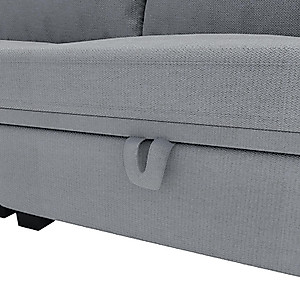 110" U-Shape Modular Sectional Sofa with Reversible Chaise, Linen Convertible Sofa Couch with Ottoman and Storage Function, 6 Seat Oversized Sectional Couch for Living Room Apartment Office, Gray