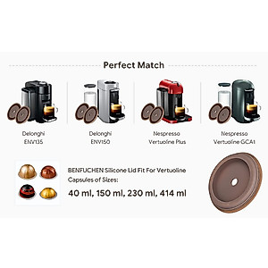 Reusable Coffee Capsule Lid For Original Vertuoline Coffee Pod Food Grade Silicone Cap For Refillable Nespresso Vertuo Capsule, BENFUCHEN Silicone Capsule Cover For VertuoPods, 1 Silicone Lid