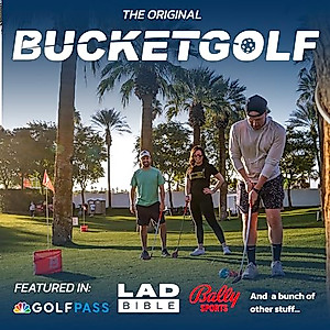 bucketgolf Game 3 Hole Starter Set - New Outdoor Yard Golf Game Levels Family, Adults, Kids, Party, Lawn, Camping, Beach