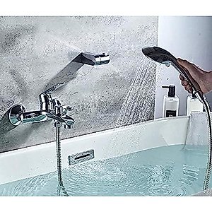 Kitchen Taps Bathtub Faucets Wall Deck Mounted Bathroom Shower Faucet Set Rainfall Bathtub Shower Mixer Bath With Shower Hand
