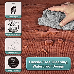 Sorbus 48Sq. Ft. Wood Grain Floor Tiles Foam Mat EVA Interlocking Mats Tile 3/8-Inch Thick Flooring Wood Puzzle Exercise Mats w/Borders - Home Playroom Basement, Apartment, Trade Show, Baby, Dance