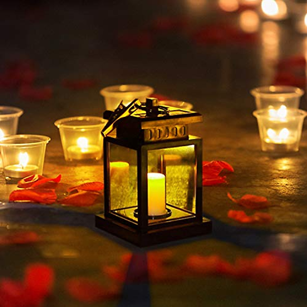 LVJING Solar Lantern Hanging Solar Lights Outdoor Decorative LED Solar Outdoor Lantern for Patio Landscape Yard with Warm White Flameless Candles Flickering (6 Pack)