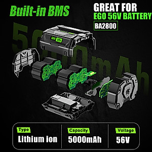 NEPOWILL 56v 5.0Ah Replacement Battery for EGO 56V Battery BA2800 BA4200 BA1400, Compatible with EGO 56 Volt CS1604 CS1804 CS1403 HT2400 LB6504 LB5804 LB6500 LB4800 HTA2000 PH1400 Power Tools