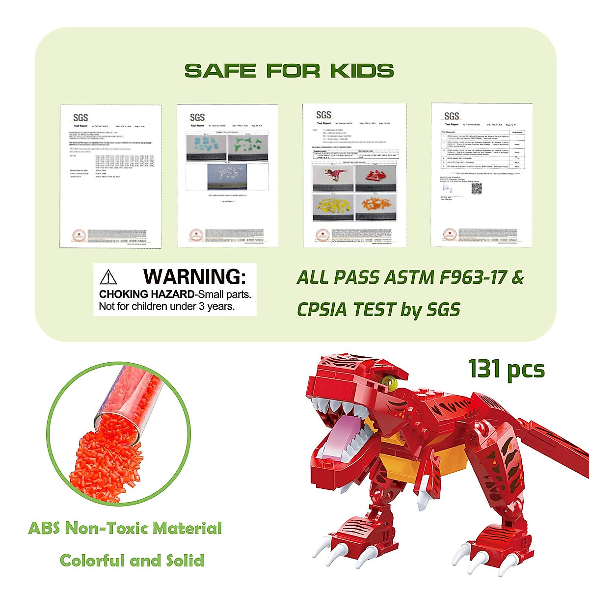 COGO MAN Dinosaurs Building Sets, Dinosaurs Toys 2 Pack, T Rex Dinosaur Figures and Dinosaur Blocks 131 PCS, Tyrannosaurus Toys for Boys and Girls Age 6-12