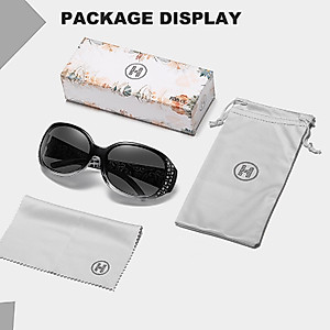 HAOLOTA Polarized Sunglasses for Women, Rhinestone Wrap Around Sunglasses with UV400 Protection