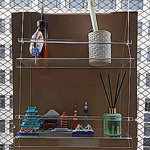 Pectt Two Tier Window Plant Shelf, Clear Hanging Wall Shelves with Rope, Plastic Storage Shelf Plant Display for Living Room Kitchen, Bathroom Over The Toilet Storage(210506SH01-1-10031-1717279601)