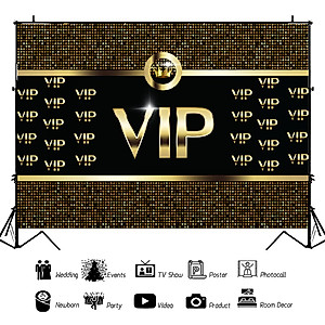 Withu VIP Party Backdrop Crown Black Gold Star Mimetic Show Graduation Birthday Red Carpet Event Photo Studio Backgrounds Celebrity Movie Award Ceremony Banner Props