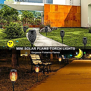 Solar Flame Torch Lights Outdoor, 12LED Solar Torch Lights with Flickering Flame, Waterproof Landscape Decoration Flame Lights for Halloween Christmas Garden Pathway Yard Patio, Auto On/Off Lighting