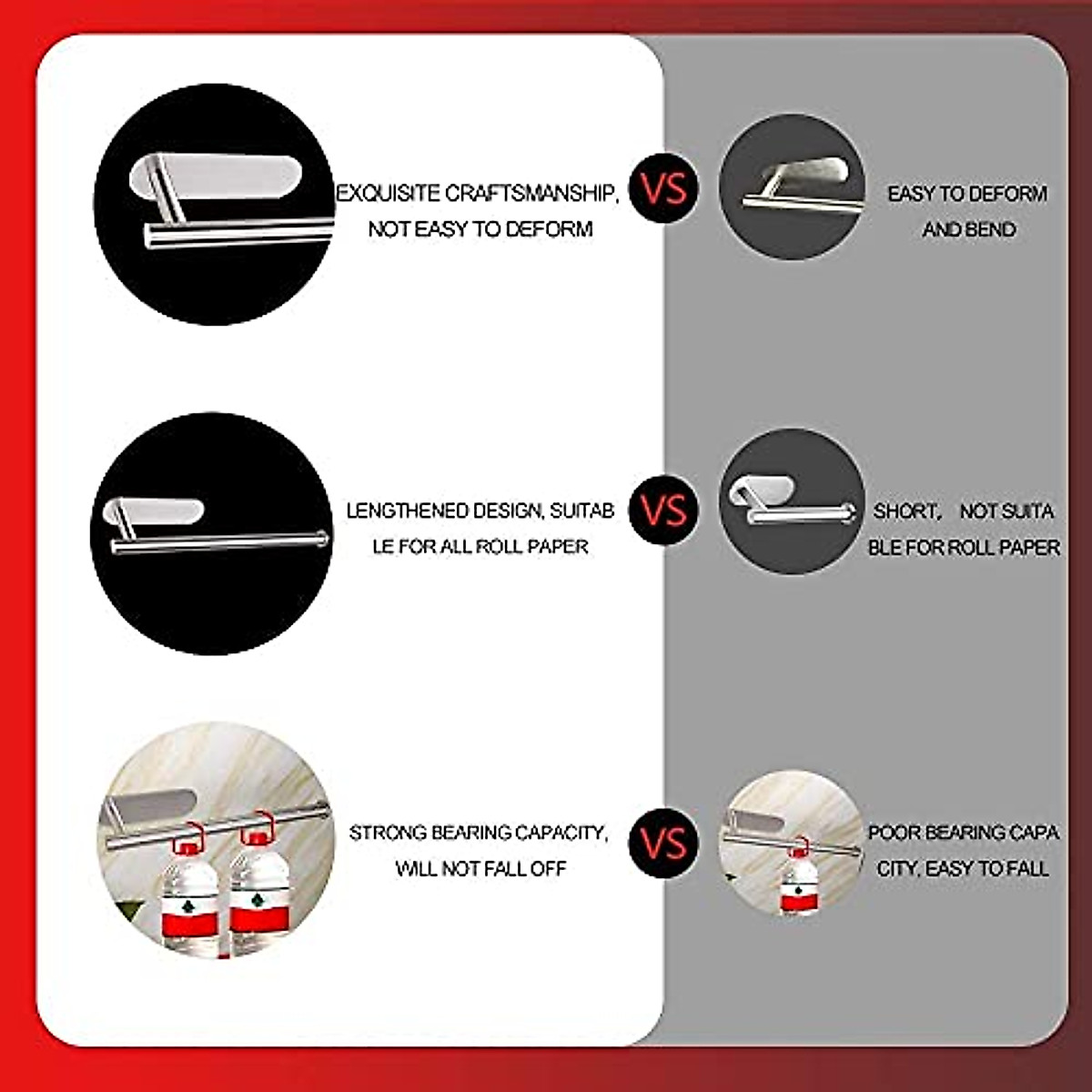 Kitchen Paper Roll Holder Paper Towel Rack Dining Table Kitchen Paper Roll Holder Vertical Paper Towel Storage Rack(2 Pcs)