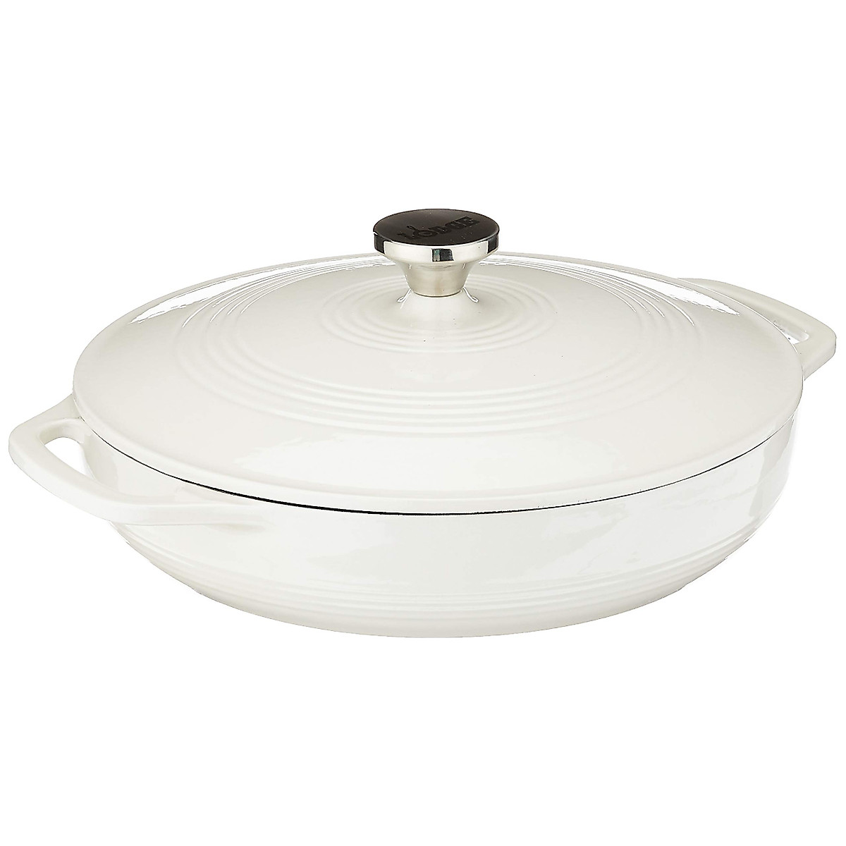 Lodge Enameled Cast Iron Casserole With Steel Knob and Loop Handles, 3.6 Quart, Oyster White & 6 Quart Enameled Cast Iron Dutch Oven. White Enamel Dutch Oven (Oyster White)
