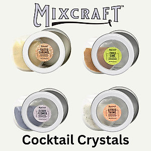 MixCraft Cocktail Crystals, Bar Glass Rimming Salt & Sweet, Rim Mix for Drinks, Chili Lime, 4 ounces
