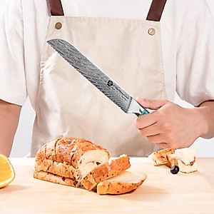 WILDMOK Serrated Bread Knife - 8 inch, Strong Resin Handle, 67 Layer Japanese VG10 Steel Slicer