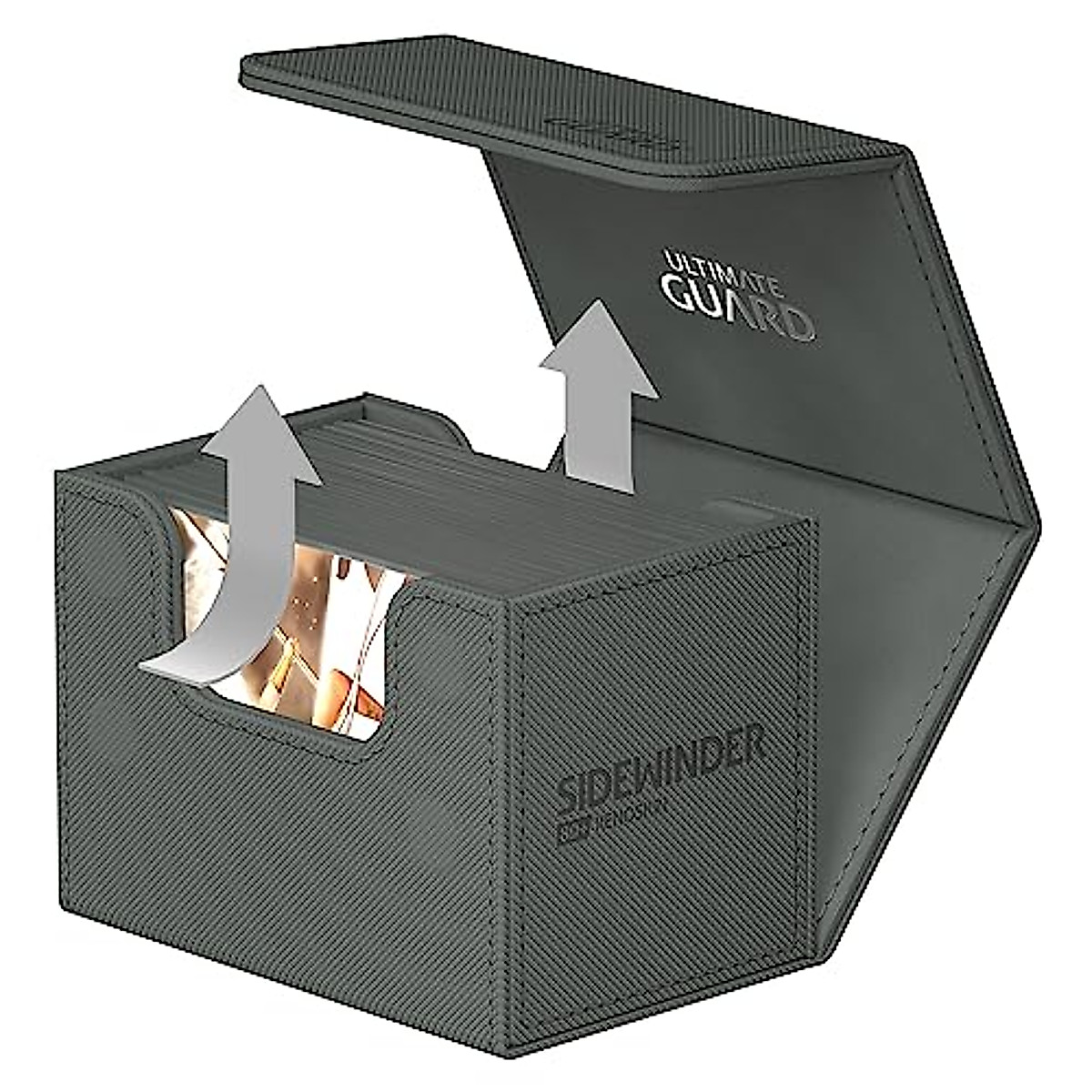 Ultimate Guard Sidewinder 80+, Deck Box for 80 Double-Sleeved TCG Cards, Grey, Magnetic Closure & Microfiber Inner Lining for Secure Storage