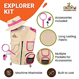 Cheerful Children Toys Girls Dress Up Clothes for Play - 16 Pcs 3 Costume Set - Kids' Dress Up & Pretend Play - Little Girls 3-7 Years - Gardener, Explorer, Doctor Costume Set