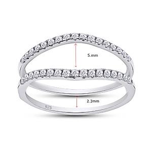 SAVEARTH DIAMONDS 1/4 ct t.w Round Cut Lab Created Moissanite Diamond Curved Ring Guard Enhancer For Women In 14K White Gold Over Sterling Silver(D Color, VVS1 Clarity 0.25 Cttw)-8