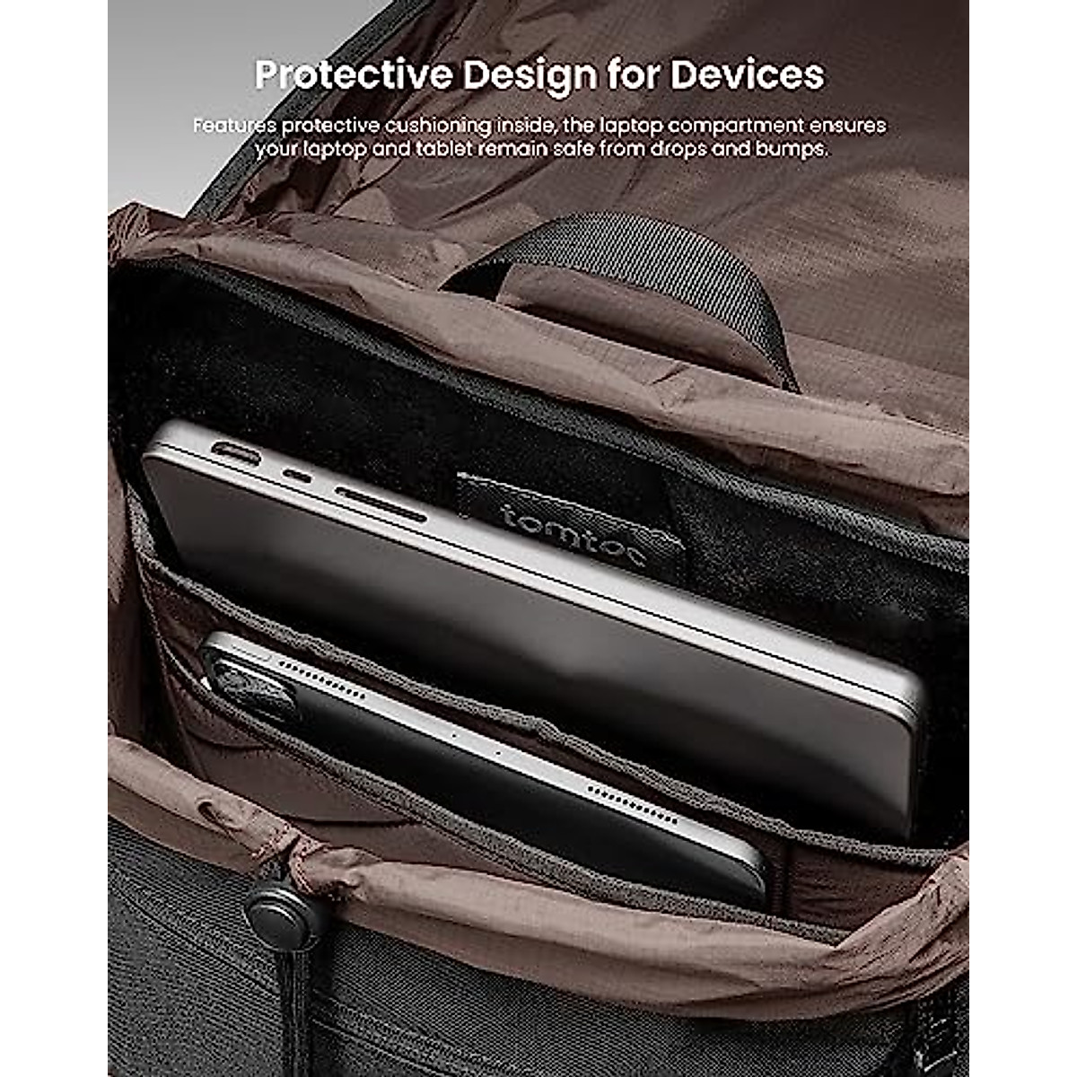 tomtoc Flap Laptop Backpack, Lightweight, Water-Resistant Casual Daypack, Durable Work-pack, Vintage Classic Rucksack for 13-16 Inch MacBook, perfect for Campus, Street, Large Capacity, 22L Black