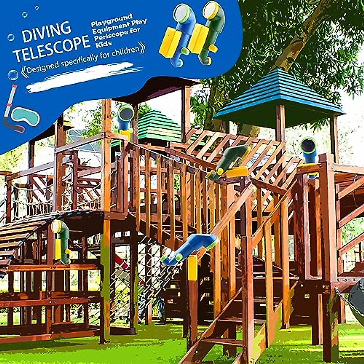 Restroma 2 Pack Playground Periscope Toys Playground Swing Set Accessories Playground Plastic Periscope Playset Equipment for Kids Outdoor Playhouse Backyard Treehouse (Green,Blue)