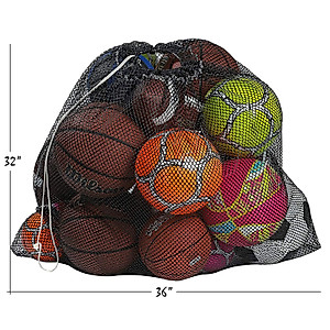 Handy Laundry Mesh Equipment Bag, Black - 32" x 36" - Adjustable, sliding drawstring cord closure. Perfect bag for parent or coach, easy to transport and keeping your sporting gear organized.