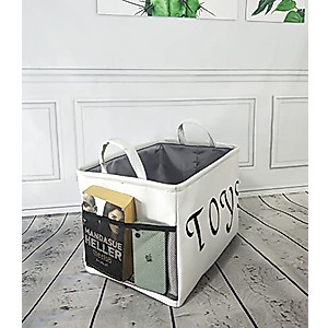 HIYAGON Rectangular Storage Basket for Nursery,Canvas Toys Storage Bin Organizer,Large Kids Storage Box Nursery Hamper for Children Toys, Books,Boys and Girls,Gift Basket (Toys)