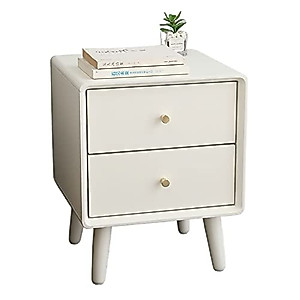 HIGOH Bedside Table Mobile Nightstands Solid Wood Bedroom White Bedside Comfortable Bedside Cabinet Storage Furniture