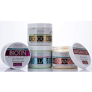 Advanced Clinicals Biotin Hair Treatment Anti-Breakage Repair Hair Mask. Strengthen Broken, Color-Treated Hair W/Repairing Deep Conditioner Manuka Honey & Caffeine, Hydrating Mask Restores Weak Hair