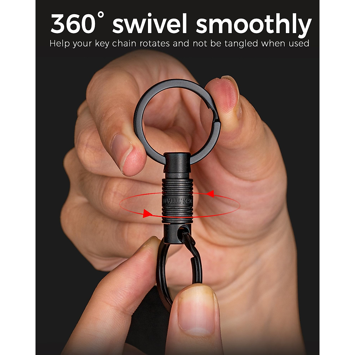 FEGVE Titanium Quick Release Keychain, Rotatable Pull Apart Key Chain, Detachable Key Rings for Men Women (Black detachable keychain 1 pack)