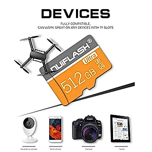 Memory Card 512GB Micro SD Card 512GB Micro SD Memory Cards HIGH Speed for Smart-Phone/Bluetooth Speaker/Tablet/PC/Camera Class 10 TF Card 512GB + SD Card Adapter