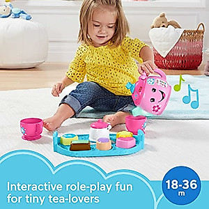 Fisher-Price Laugh & Learn Toddler Toy Sweet Manners Tea Set With Music And Lights For Educational Pretend Play Ages 18+ Months