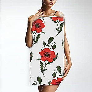 HUSSRITY Red Poppy with Buds Towels Super Soft Hand Towel Highly Absorbent Washcloths Quick Dry Bath Towel 30x15 Inch Durable Lightweight