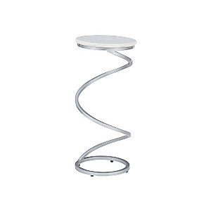 Powell Company Silver Spiral Metal Base with White Marble Top Drink Powell Nora Table