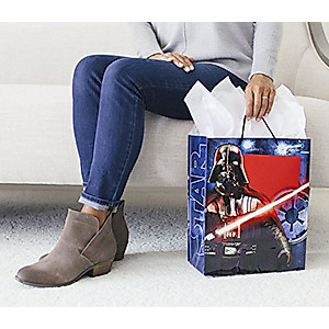 Hallmark 13" Large Star Wars Gift Bag with Birthday Card and Tissue Paper (Darth Vader, Boba Fett, Stormtroopers)