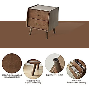 ESPSENT Modern 2-Drawer Nightstand Bedside Table Solid Wood Sofa Side End Table Bedroom Night Stand with Legs