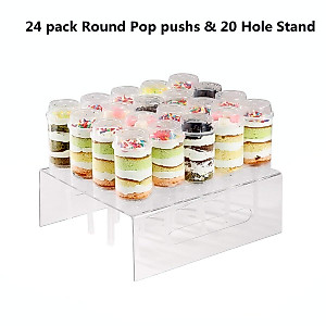 20 Hole Push Pop Cake Stand and 24 Clear Push-Up Cake Pop Shooter (Plastic-Clear)