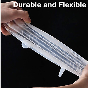 Duruan Silicone Stretch Lids,Reusable Plastic Wrap Alternative,6-Pack Food Storage Covers,Clear Color (White)