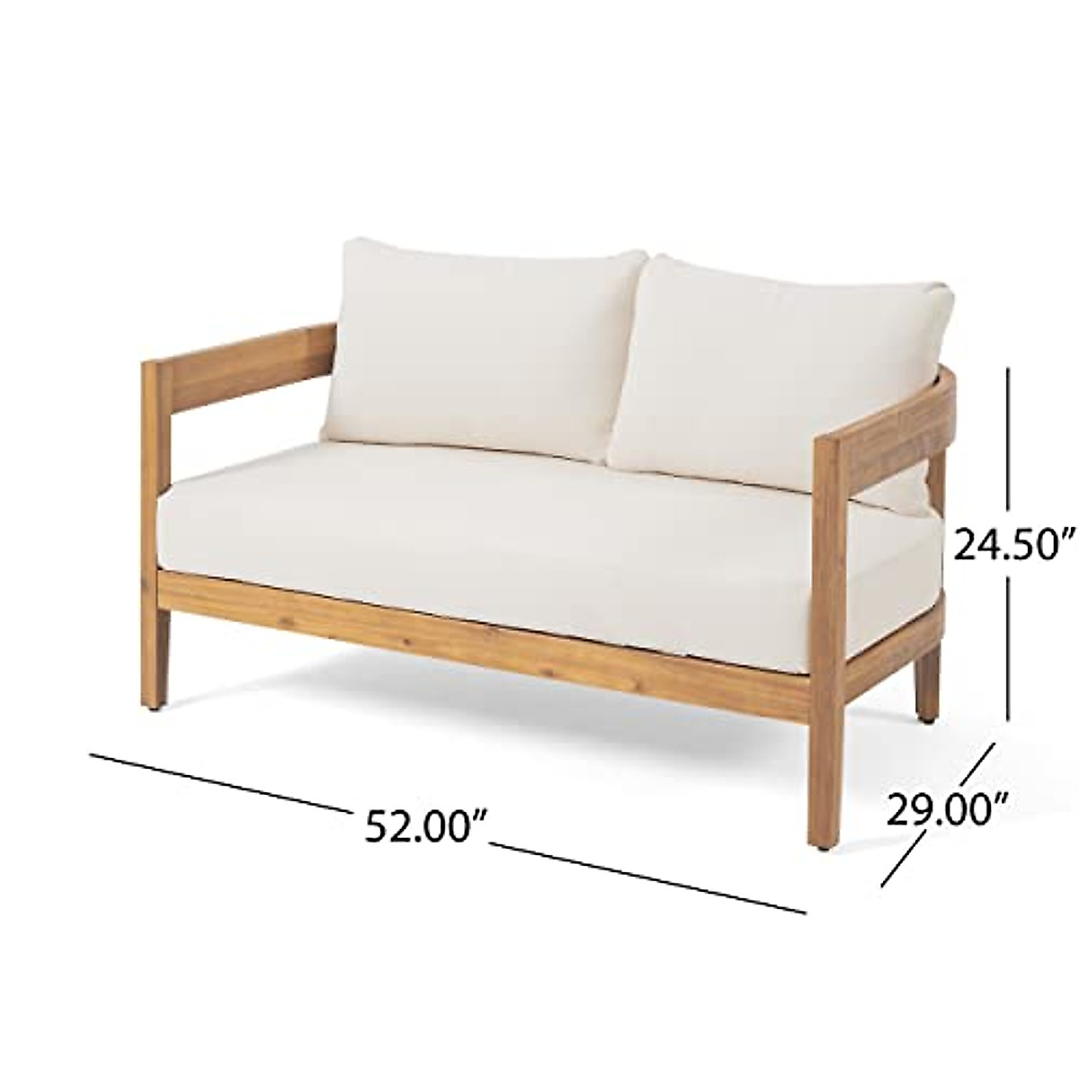 Christopher Knight Home Alina Outdoor Loveseat Set with Coffee Table, Teak Finish, Beige