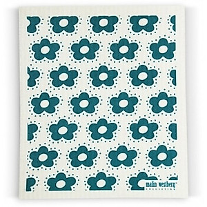 Trendy Tripper Swedish Dishcloths/Sponge Cloths: Packs of 3 Different Turquoise OR Petrol Designs (3 Petrol: Fiddeli + Hearts + Star)