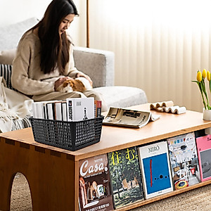 Joyeen 3 Packs Large Organizer Baskets Bins, Plastic Storage Basket (Black)