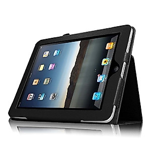 Fintie Folio Case for Original iPad 1st Generation - Slim Fit Vegan Leather Stand Cover with Stylus Holder for iPad 1st Generation 2010, Black