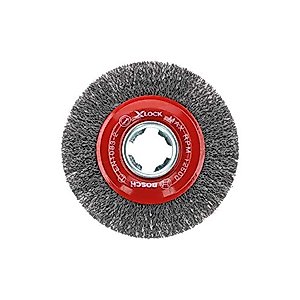 BOSCH WBX418 4-1/2 In. X-LOCK Arbor Tempered Steel Crimped Wire Wheel For Applications in De-burring, Removing Oxides, Flash Removal, Edge Blending
