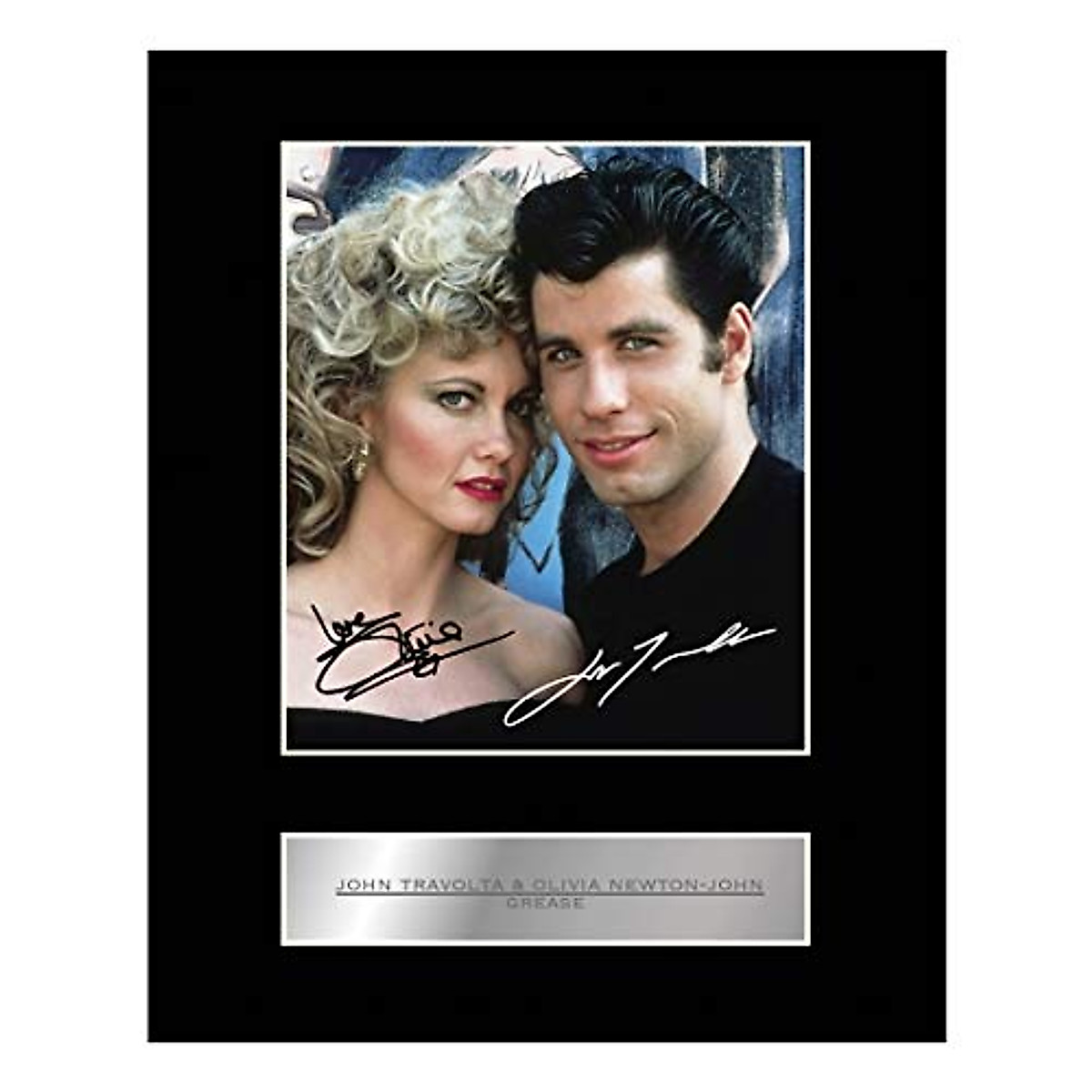 iconic pics John Travolta and Olivia Newton-John Signed Mounted Photo Display Grease Autographed Gift Picture Print