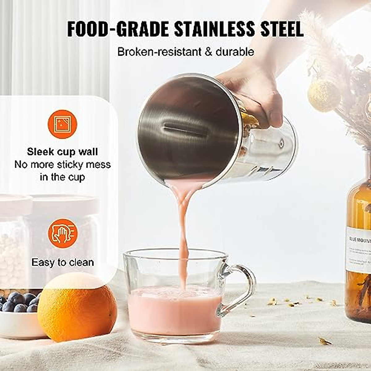 VEVOR Milkshake Maker, 375W x 2 Electric Milkshake Machine, Commercial Double Heads Drink Mixer Blender, LED Intelligent Microswitch, 3-Speed Milkshake Mixer with 2 x 820 ml Stainless Steel Cups