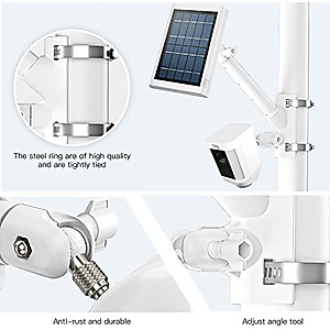 OkeMeeo 2 in 1 Pole Mount for Ring Solar Panel, Ring Super Solar Panel, Ring Spotlight Cam and Ring Stick Up Cam for Maximum Sunlight and Wider View (White)