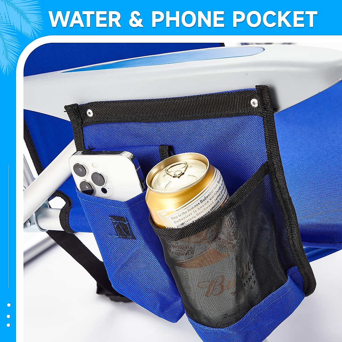 Canpsky 2PC Portable Beach Chair for Adults, 4 Position Backpack Folding Camping Chairs for Outdoor, Beach Chairs with Backpack Straps, Blue