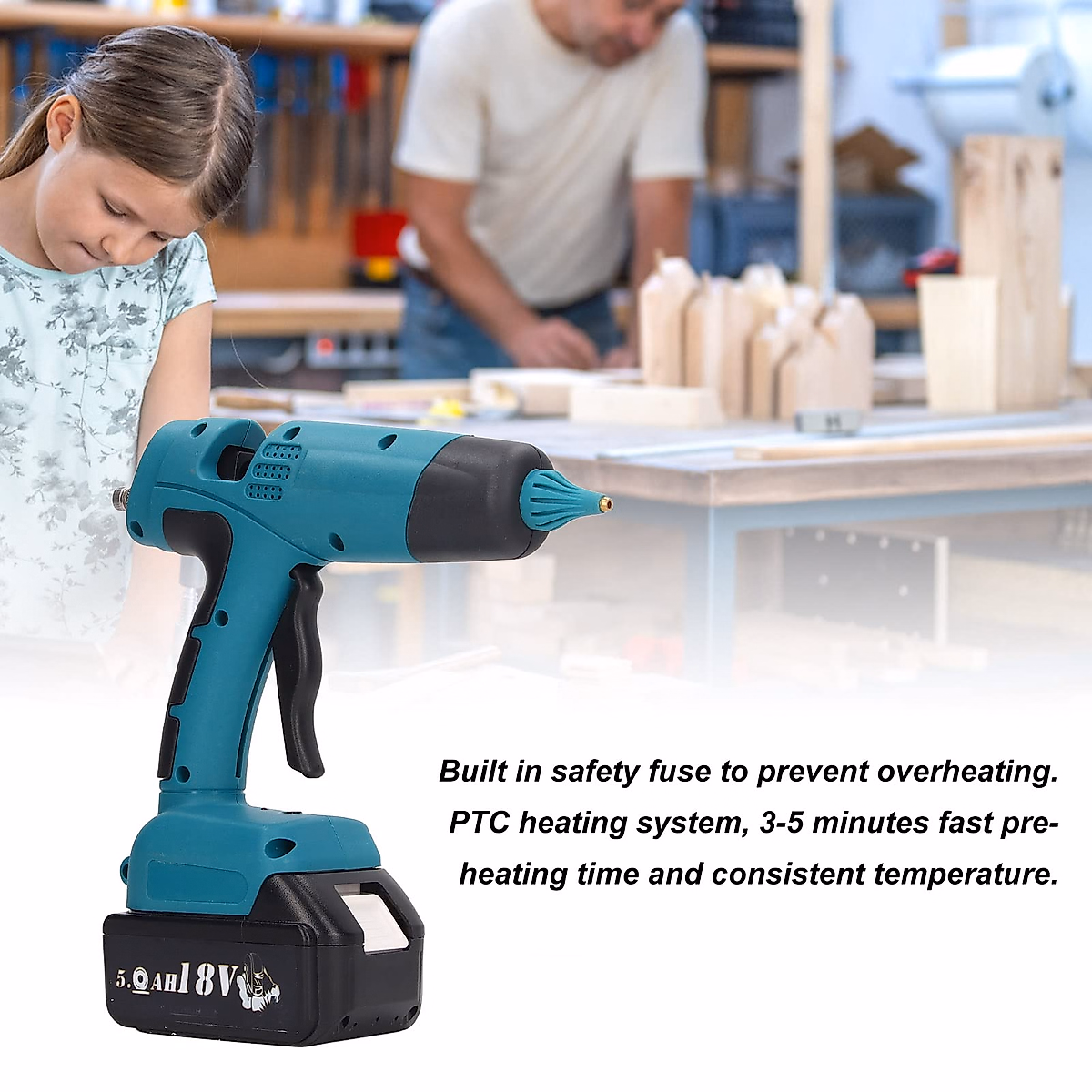 Hot Glue Cordless Quick Melting Handheld Electric Power Thermo Tool 60W PTC Heating for DIY Craft Carpentry Repairs