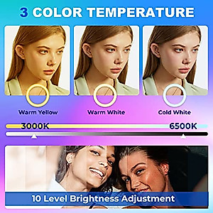 Aureday 12" Selfie Ring Light with Stand and Phone Holder, 15 Color RGB Ring Light with 62" Tripod, Dimmable LED Ringlight for Phone Photography, Live Stream, Creative Videos