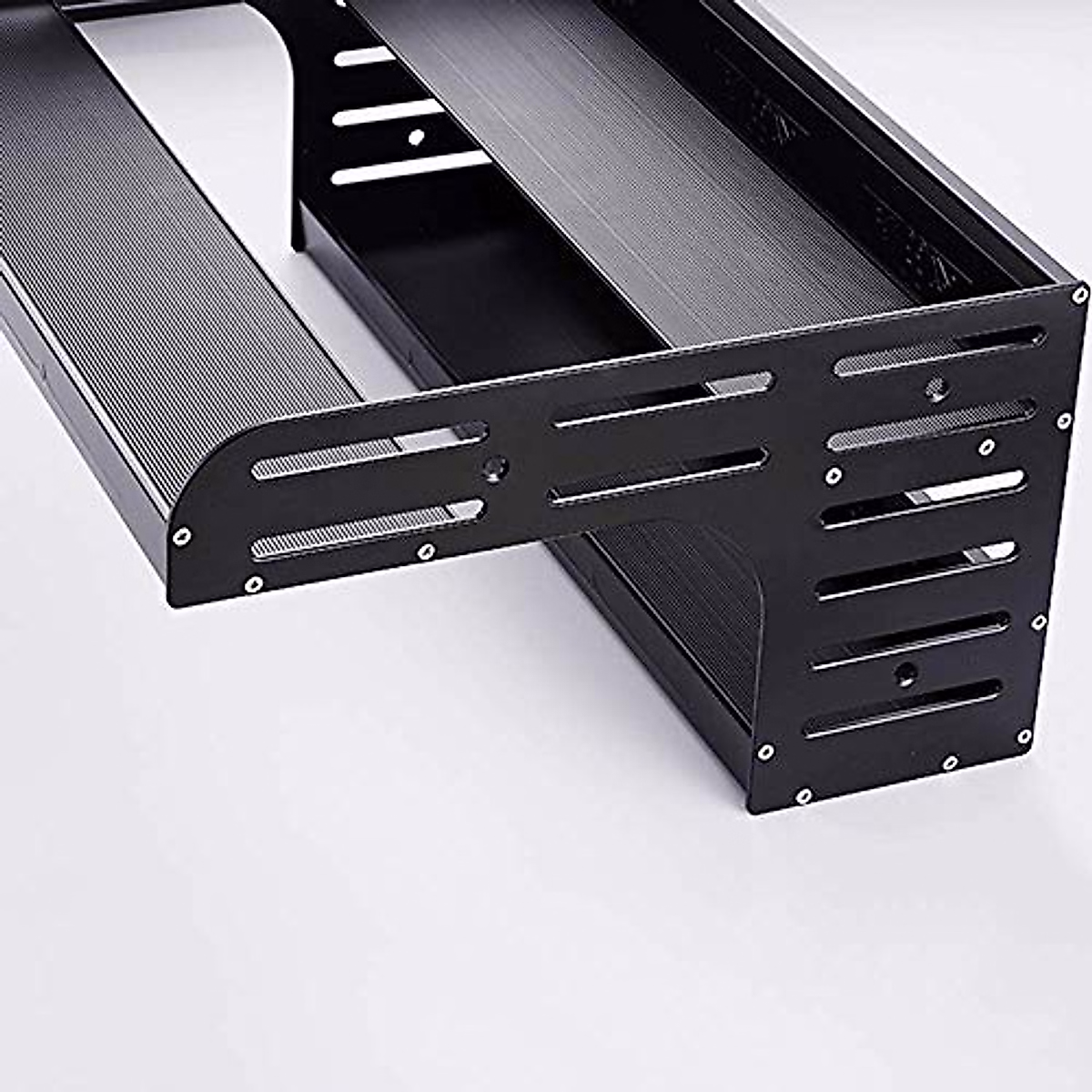 JF-XUAN Kitchen Shelf Kitchen shelf Kitchen Shelf WallMounted Aluminum DoubleLayer Microwave Oven Oven Rack Black