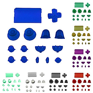 Yamalans 15 Pieces Set Replacement Parts Solid Color Buttons Kit for PS4 Controller Transparent Blue One Size