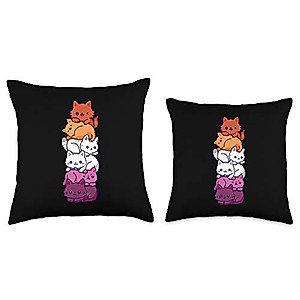 Pure Pride LGBTQ Merch Store Lesbian Pride Cat LGBT Gay Flag Cute Hers and Hers Gifts Throw Pillow, 18x18, Multicolor
