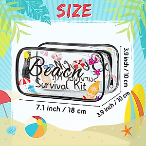 Y1tvei 2Pcs Summer Coconut Tree Beach Survival Kit Cosmetic Bag Clear PVC Plastic Transparent Makeup Toiletry Bag Portable Waterproof Seaside Travel Pouch Organizer with Zipper for Women Lady Coast