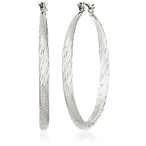 GUESS "Basic" Silver Textured Hoop Earrings